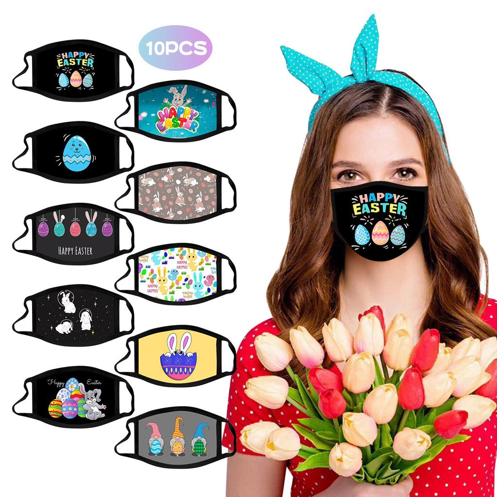 Buy 10PCS UniseX Happy Easter Reusable Washable Safe Protection Face ...