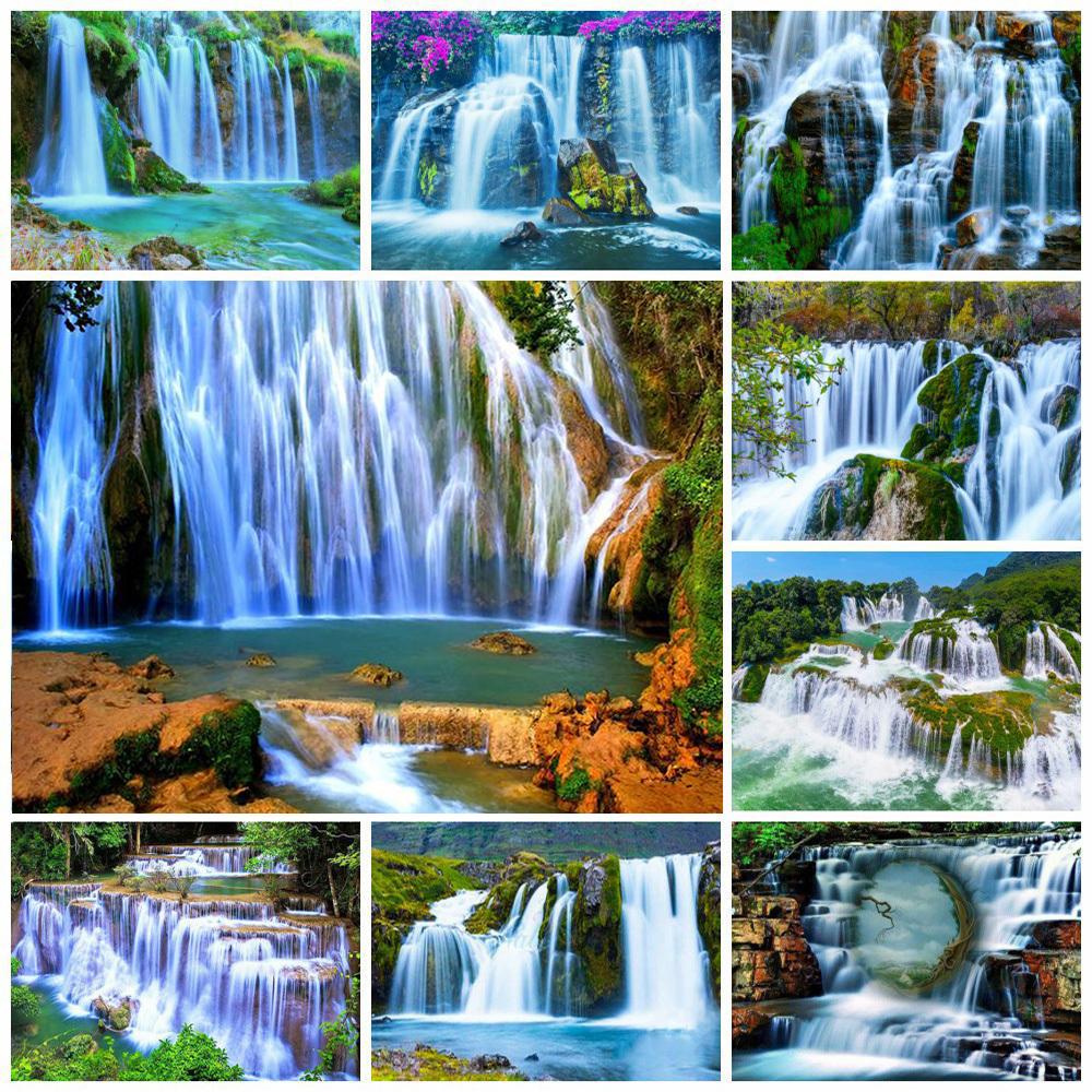 5D DIY Diamond Painting Landscape waterfall Diamond Embroidery Full Set ...