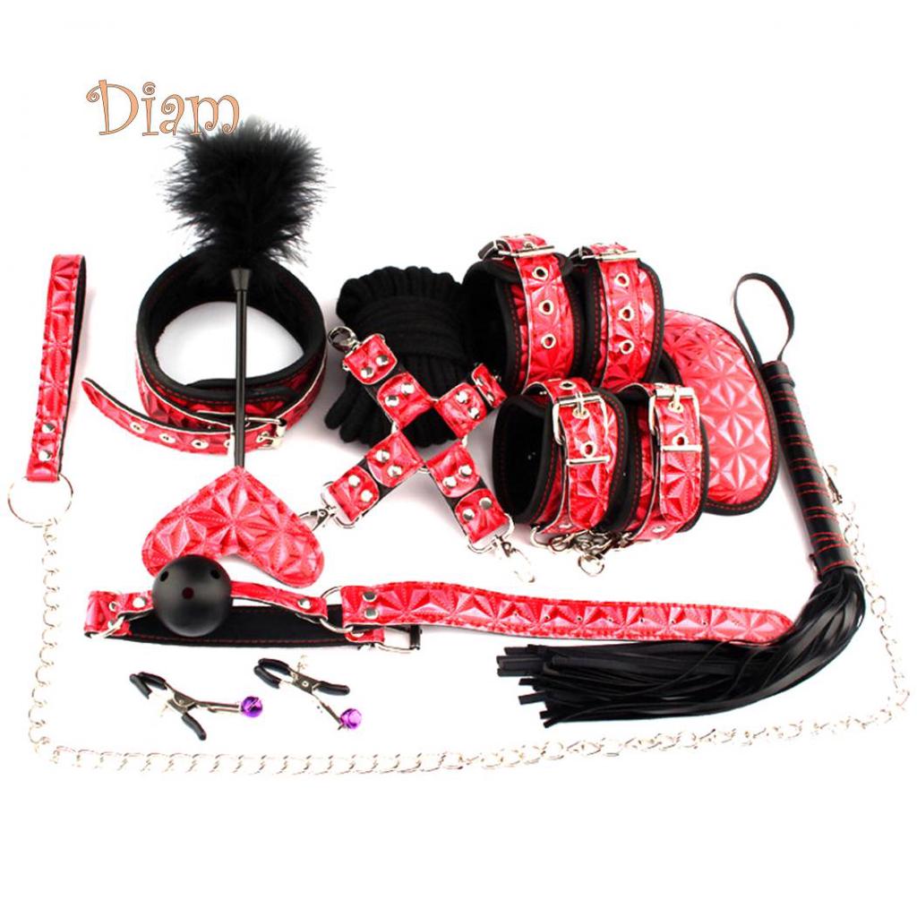 Satın Alın Lollipops 10pcsset Bdsm Bondage Hand Foot Cuffs Whip Rope Eye Mask Sm Erotic Sex Toy