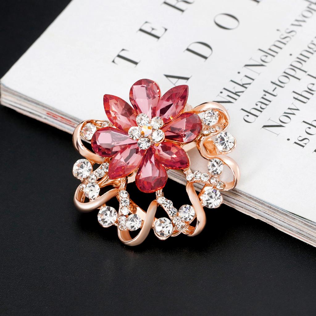 Womens Flower Scarf Clip Brooch Beautiful Buckle Ring with Crystal ...
