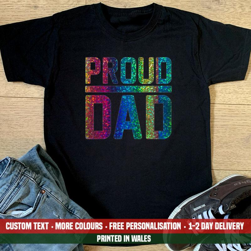 Buy Proud Dad T-shirts Gay Lgbt Glitter Rainbow MenT-Shirt Graphic ...