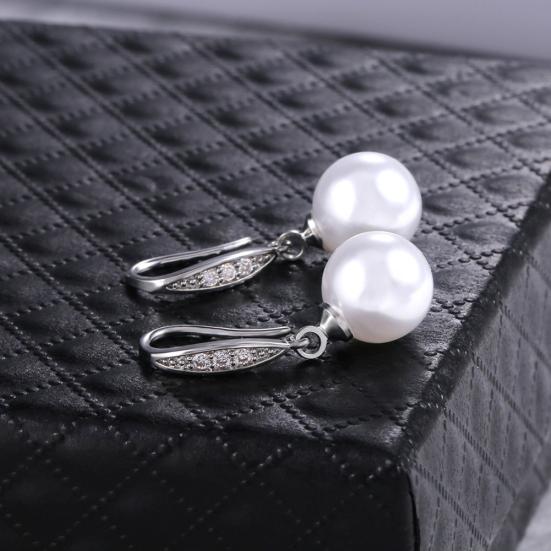 Elegant Women Rhinestone Inlaid Faux Pearl Dangle Hook Earrings Jewelry ...