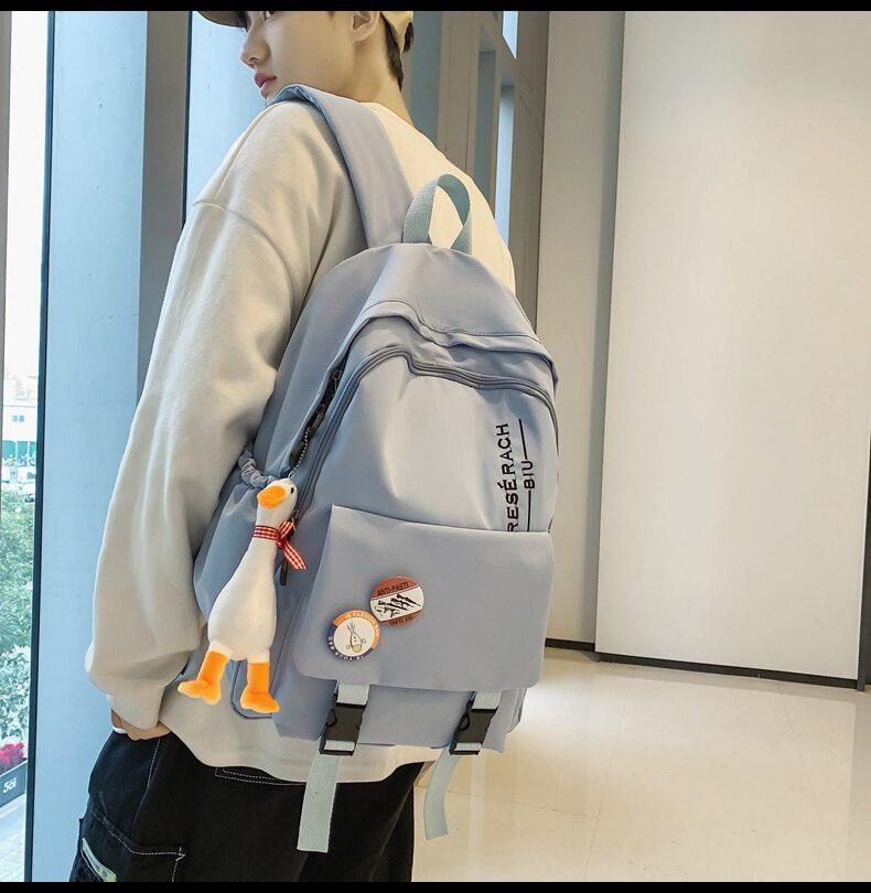 Buy Women Backpack Nylon Button Backpack for Men Laptop Bag College ...