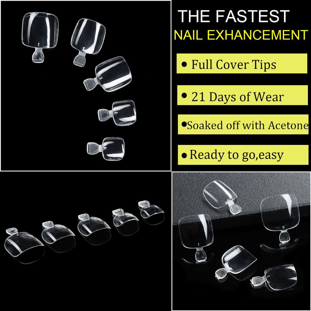 Clear Press on Nails Soak off Nail Extension Gel toenail Soft Gel Toe ...