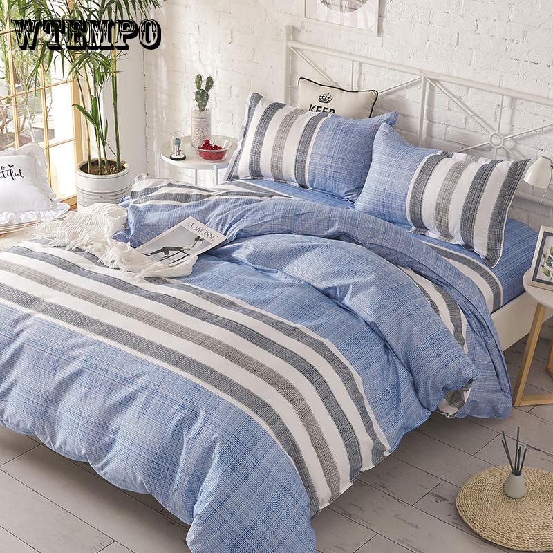 Buy Summer Bedding Set Striped Bed Linens Flat Sheet Bedclothes Home ...