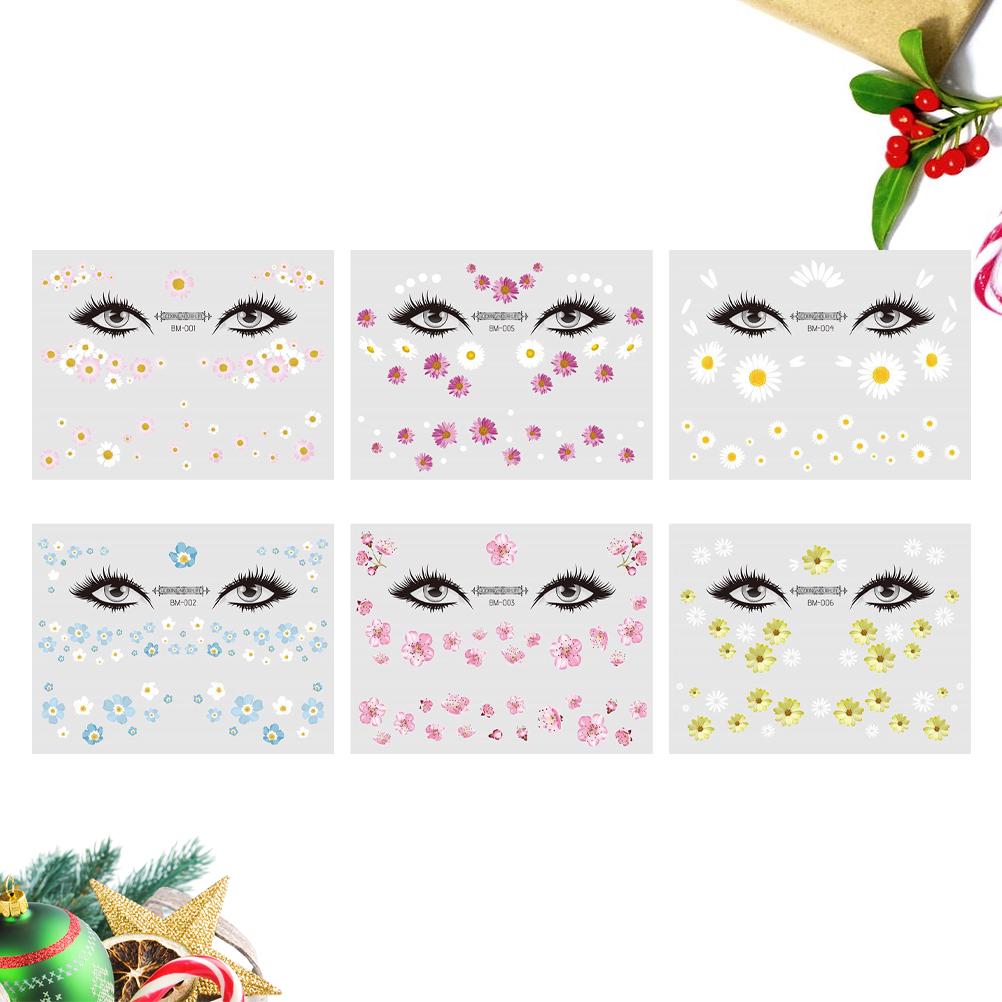 Buy 6pcs Face Tattoo Stickers Small Waterproof Sweat-proof Face ...
