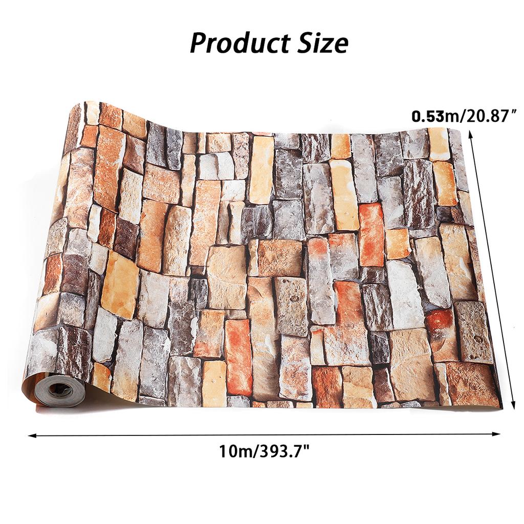 10M Home Decor 3D PVC Red Gray Brick Tile Wall Paper Brick Stone No ...