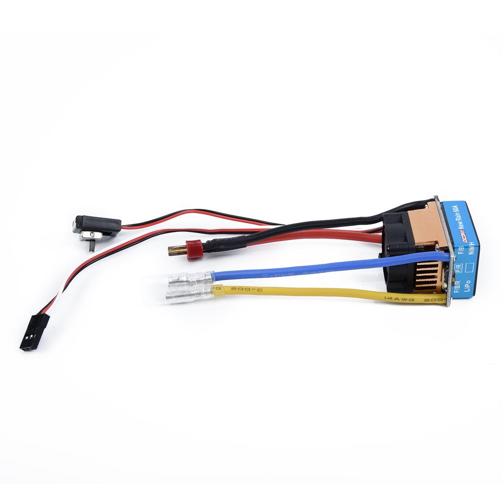 Buy Waterproof Brushed 60A ESC with Fan 5V 3A BEC T-Plug For 1/10 RC ...