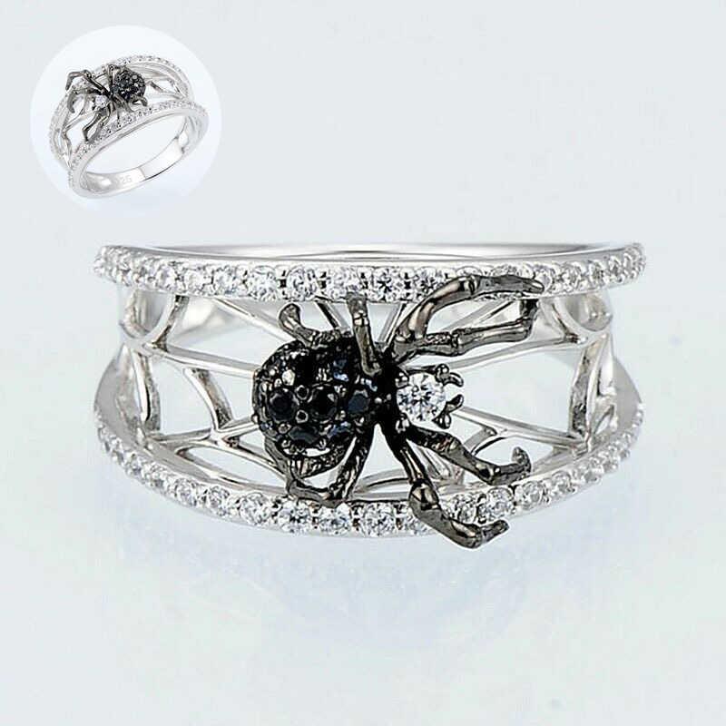 Buy Creative Three-dimensional Black Spider Web Silver Ring Fashion ...