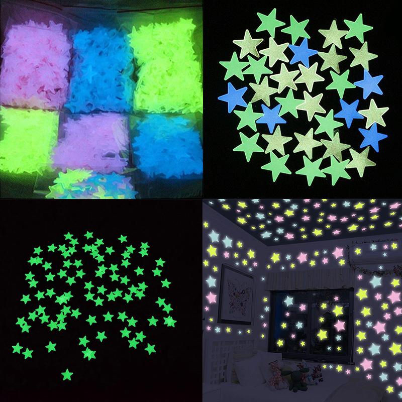 100PCS Fluorescent Decal Wall Stickers Glow In The Dark Decal Baby Kids ...