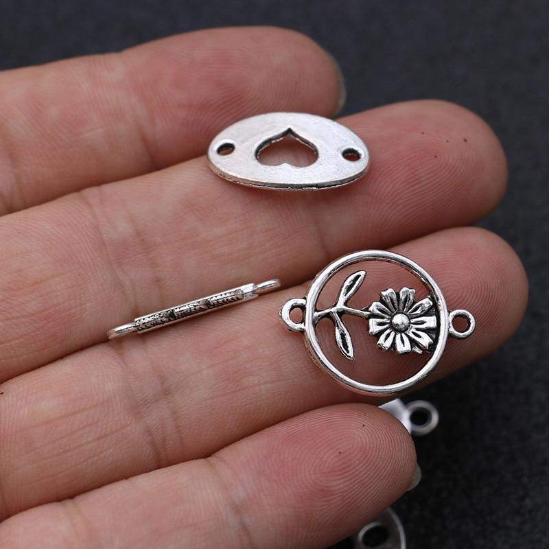 Buy 10pcs Antique Silver Plated Map Heart Charms Connector for Jewelry ...