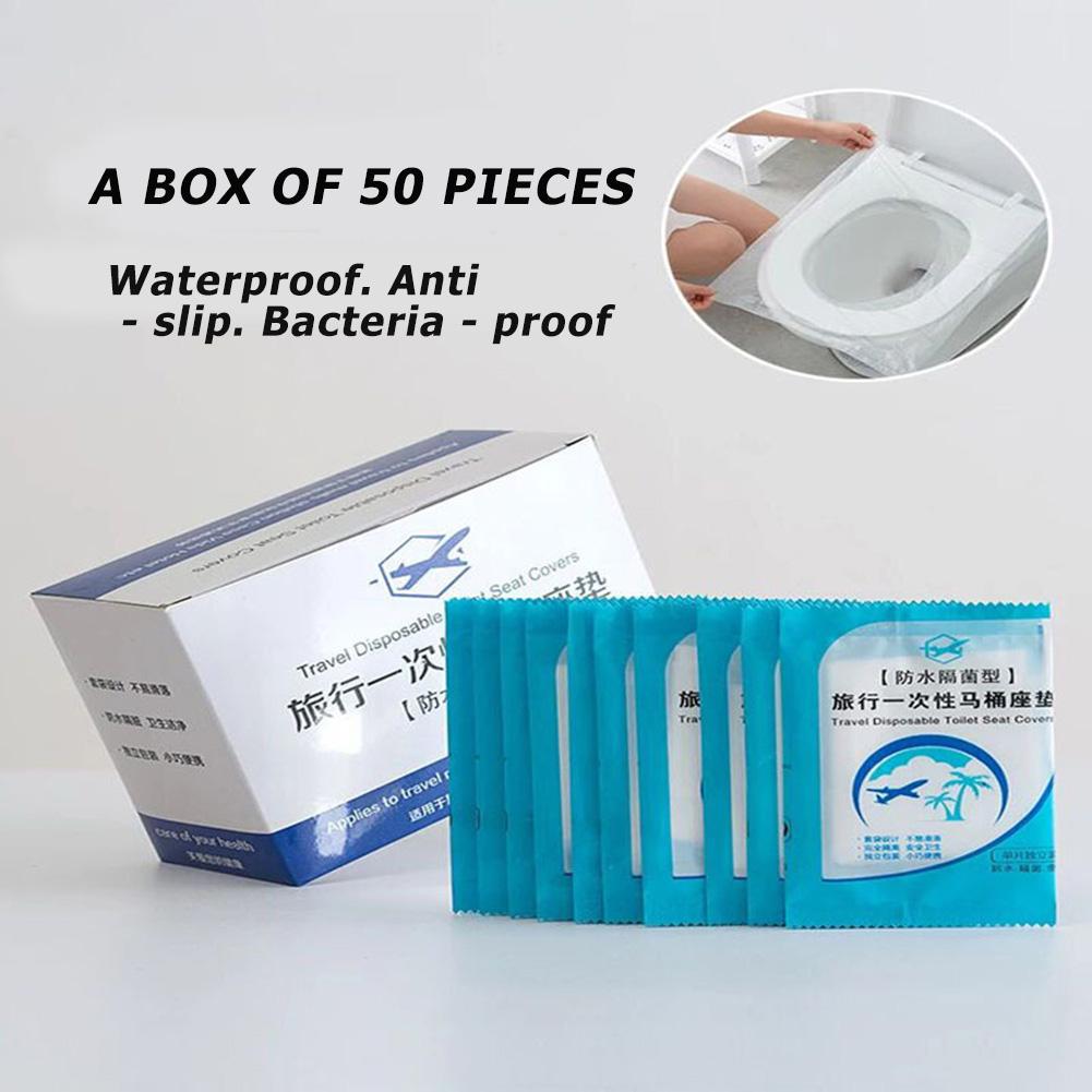 50pcs Disposable Toilet Seat Cover Safety Travel Bathroom Toilet Paper ...