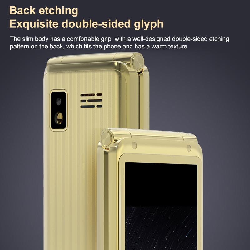 Cheap M9 Dual-screen Flip Elder Phone, 2.8 inch + 1.77 inch, 32MB+32MB, Support FM, SOS, GSM ...