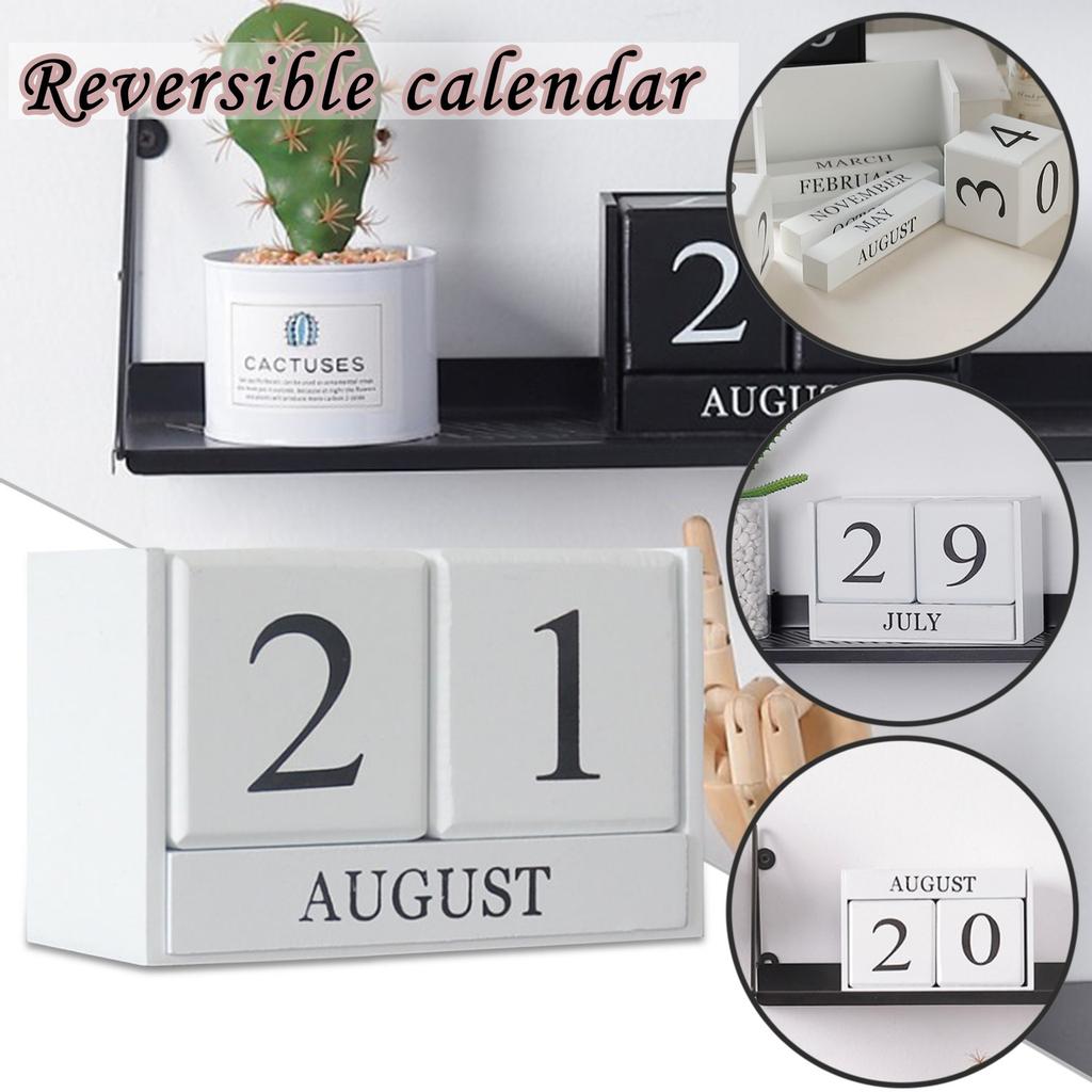 Buy Vintage Wooden Calendar Desktop Date Display Home Office Decoration ...