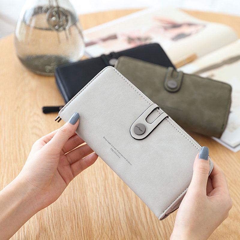 Buy Womens Wrist Strap Classic PU Leather Long Buckle Wallet Card ...