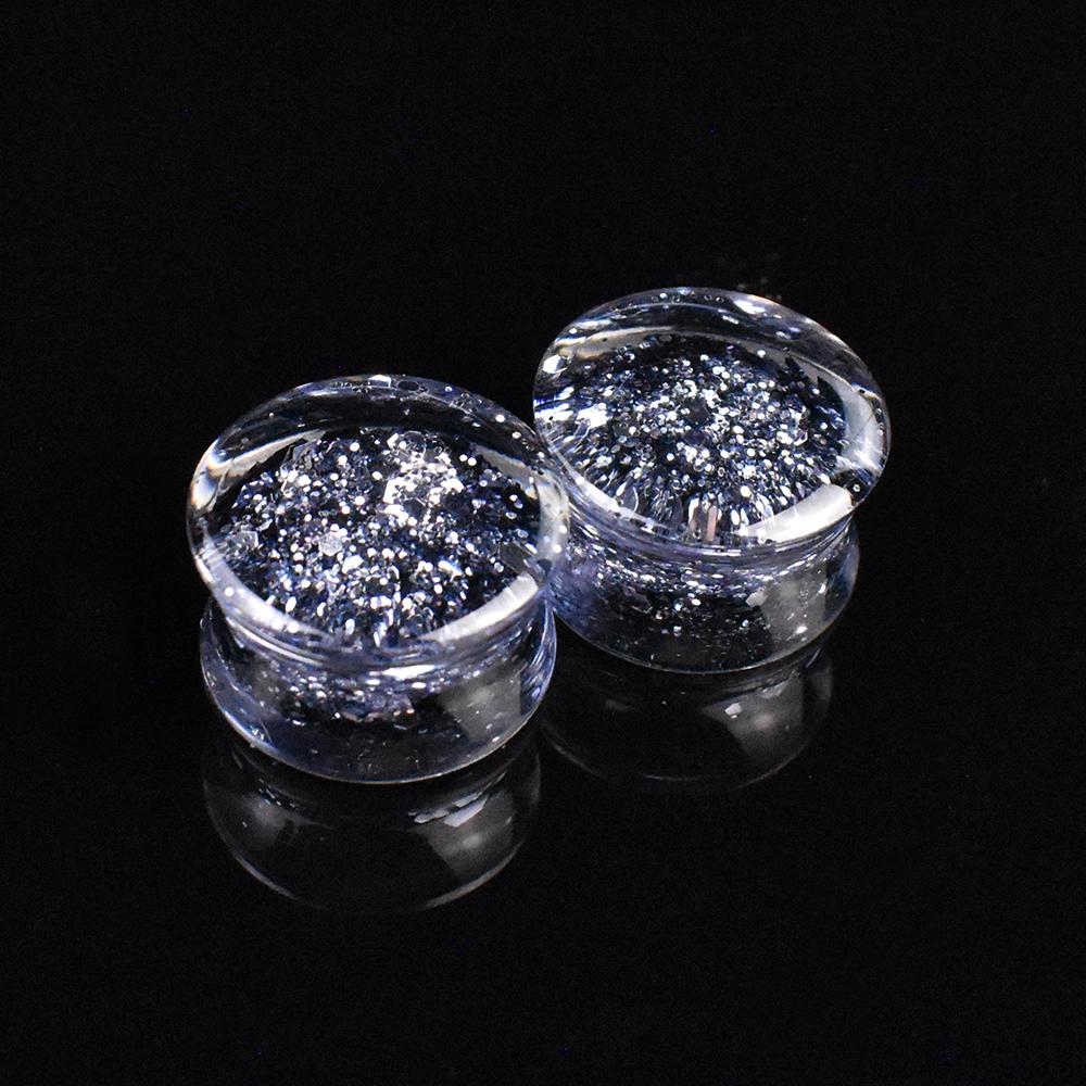 Cheap 2Pcs Metallic Sequins Acrylic Ear Tunnels Plugs Double Flared Ear ...