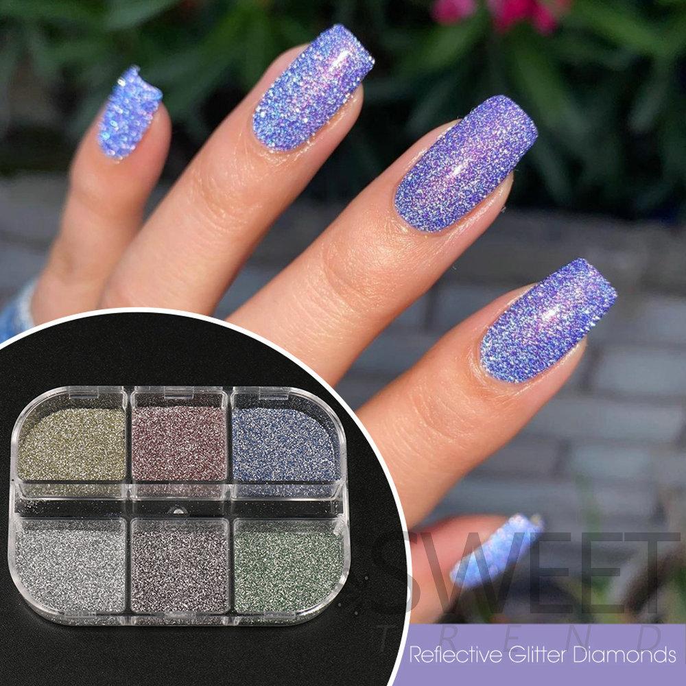Buy Nail Enhancement Reflective Glitter Nail Laser Reflective Highlight ...