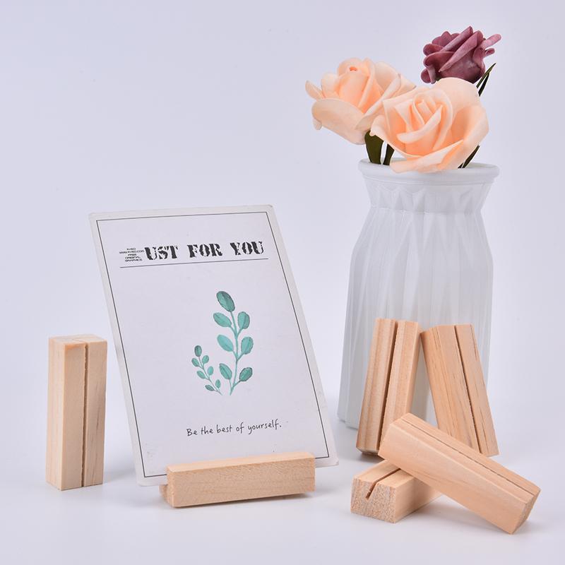 Buy 10Pcs Wooden Po Stand Business Card Holder Rectangle Card Clip ...