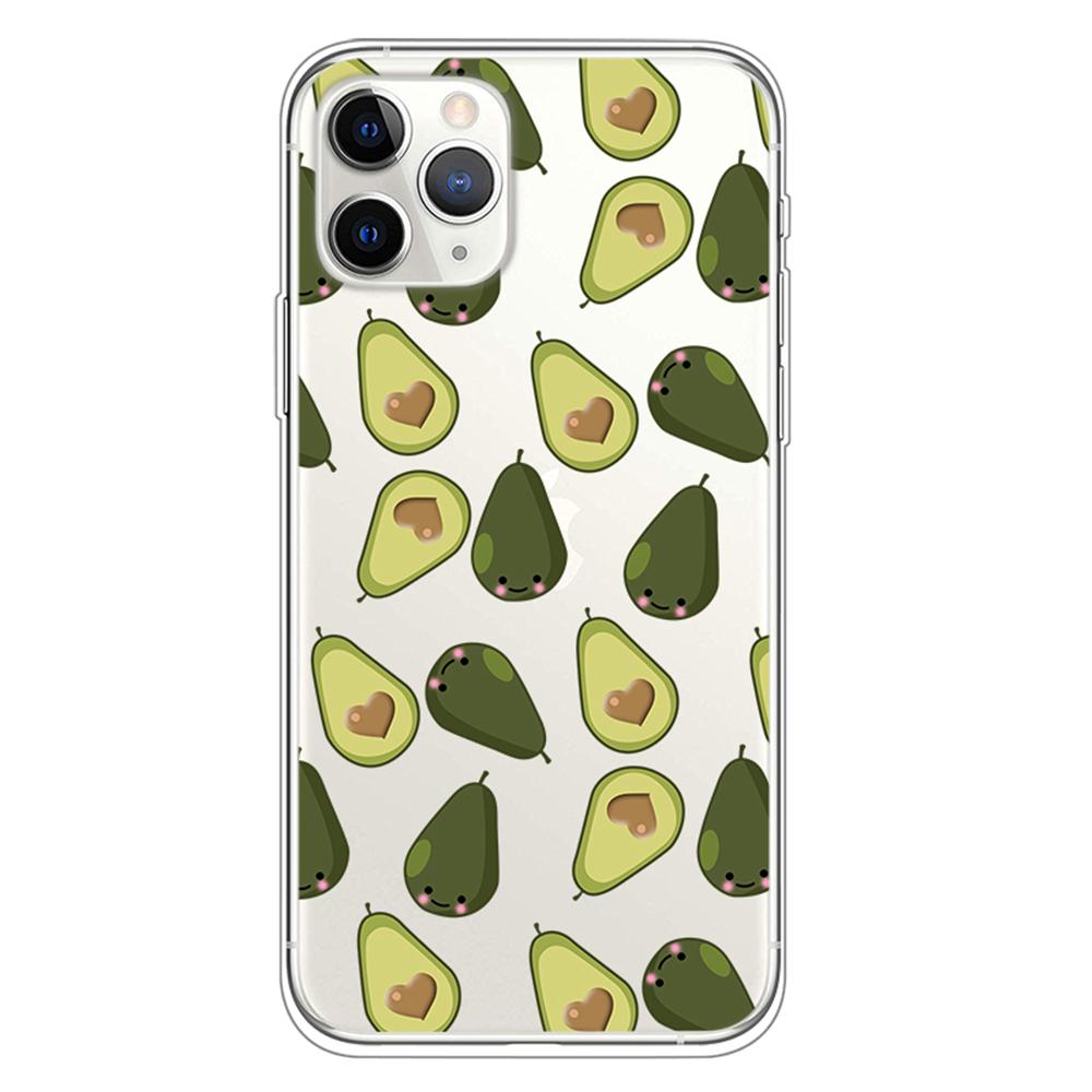 Buy Avocado/Animal Cartoon Painted TPU Clear Silicone Phone Case Skin ...