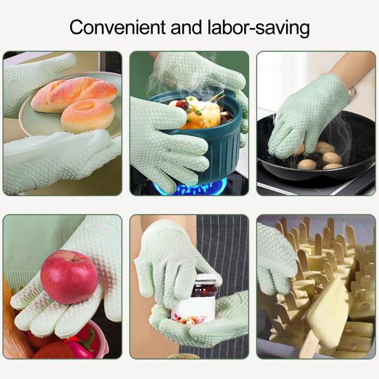 1Pc Practical Oven Gloves Non-slip Texture Anti-scalding Silicone Multi ...
