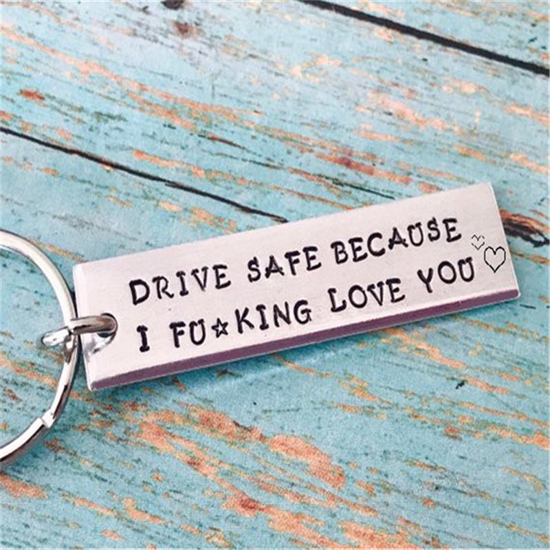 Buy 1pcs Drive Safe Key Chain Laser Engrave Truck Handwritten Unique ...
