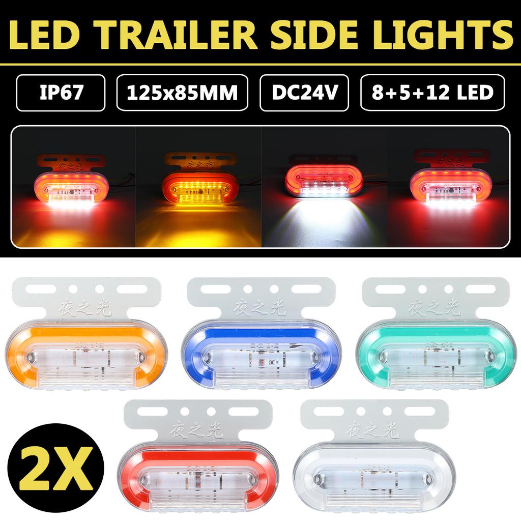 2X Waterproof 24V Trailer Side Lights 25 LED Truck Caravan Stop Brake ...
