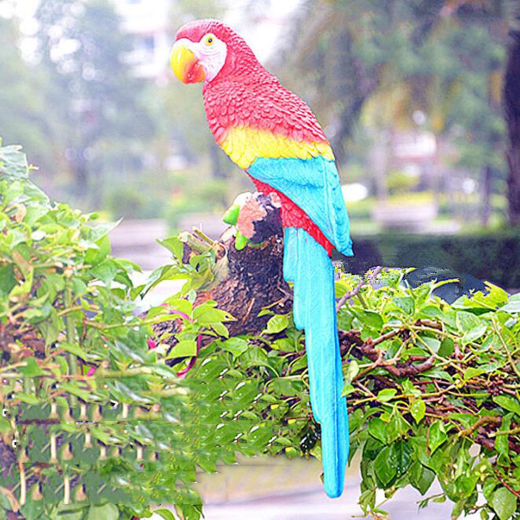 Resin Craft Realistic Parrot Birds Ornament Plant Hanging Look Left Red ...