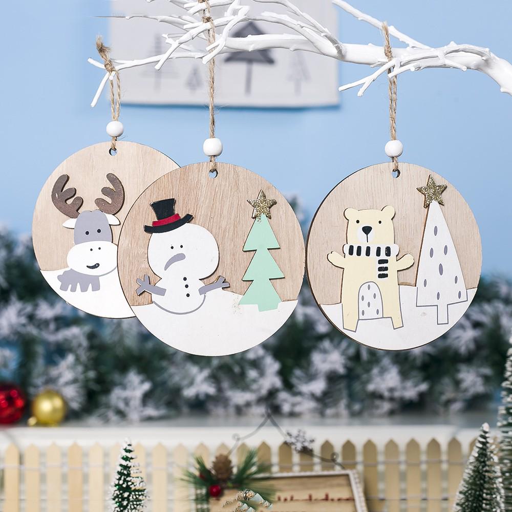 Buy Rfuture Round Wooden Christmas Pendants Christmas Tree Ornaments ...