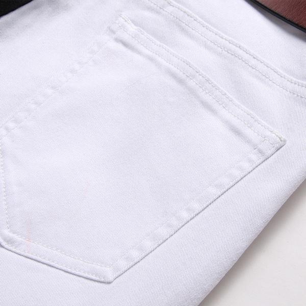 Buy New Fashion Mens Ripped Jeans Motorcycle Denim Pants Stitching Two ...