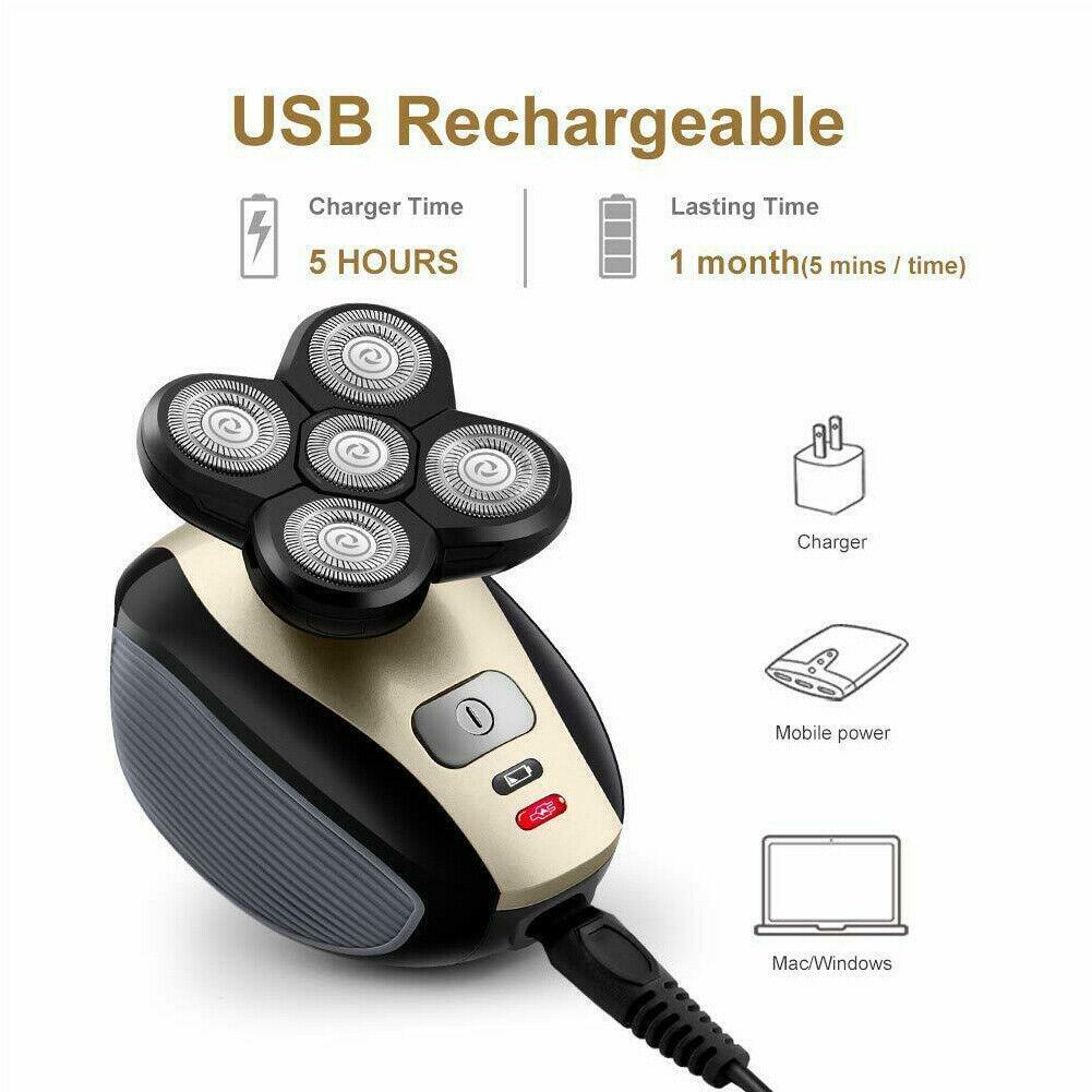 Buy 5 IN 1 4D Rotary Electric Shaver Rechargeable Bald Head Shaver ...