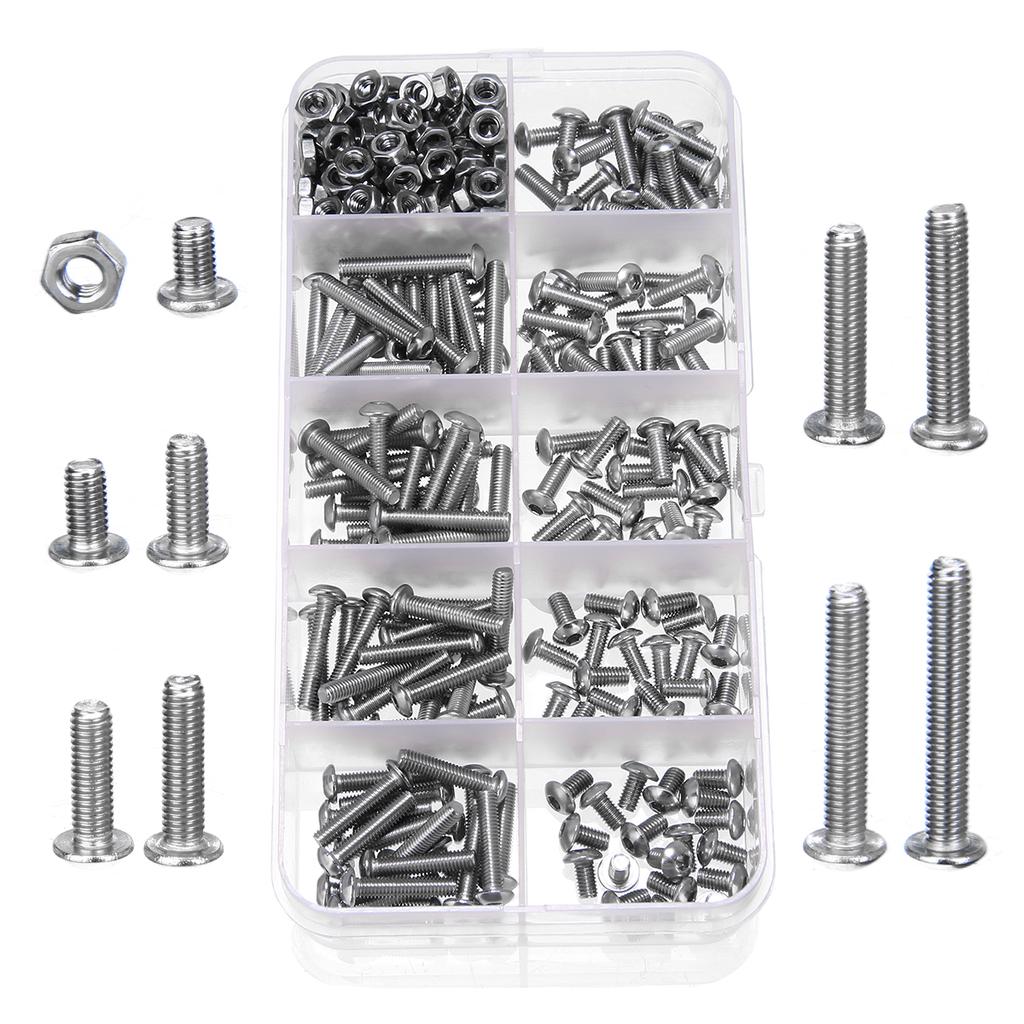 Manyi 340pcs M3 A2 Stainless Steel Hex Screw Nuts Bolt Cap Socket ...