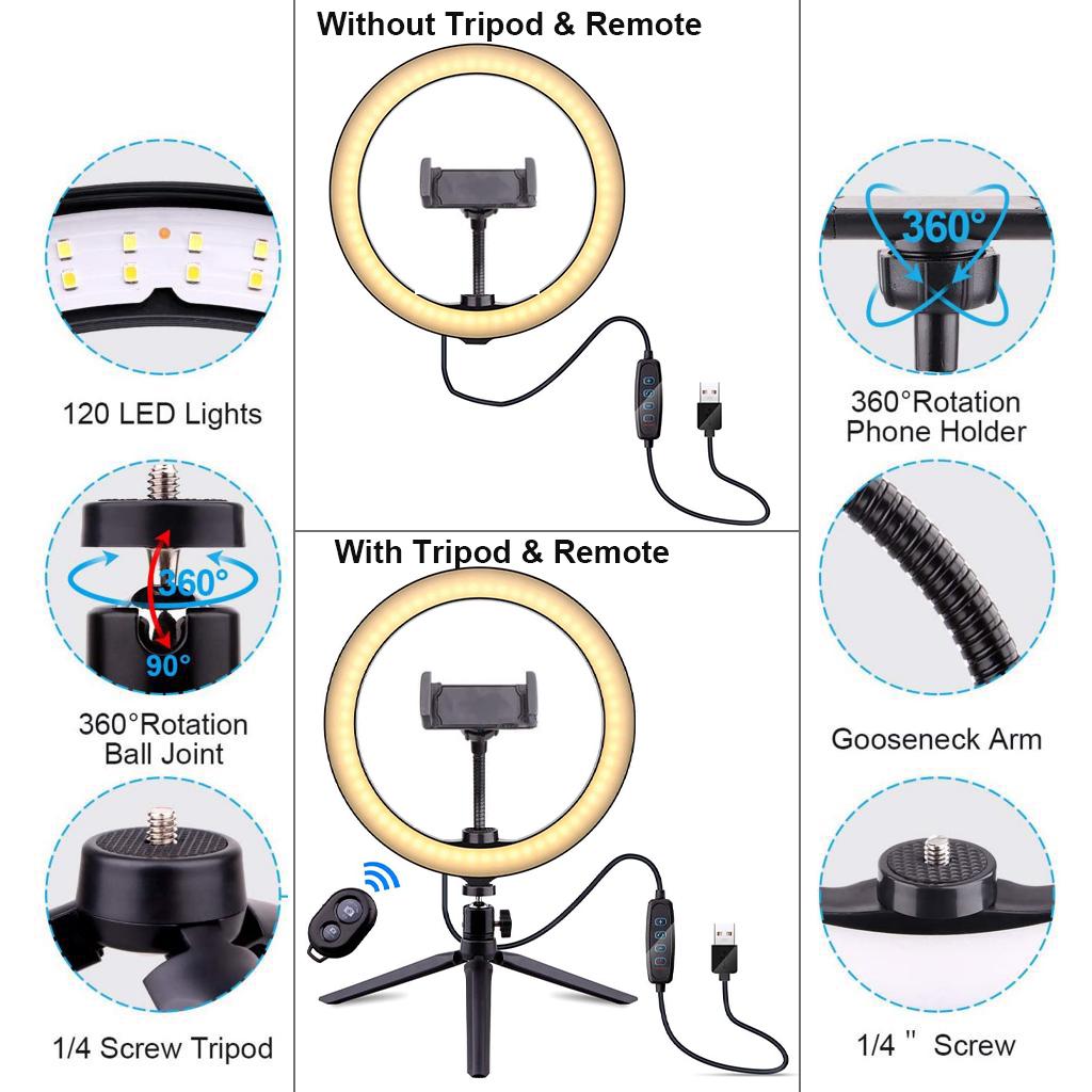 Buy 10'' Home Use LED Ring Light Camera Fill Lamp For Video Live at ...