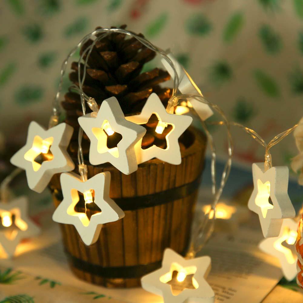 Cumpără 10LED Wood Five-pointed Star Christmas Decoration Light String ...