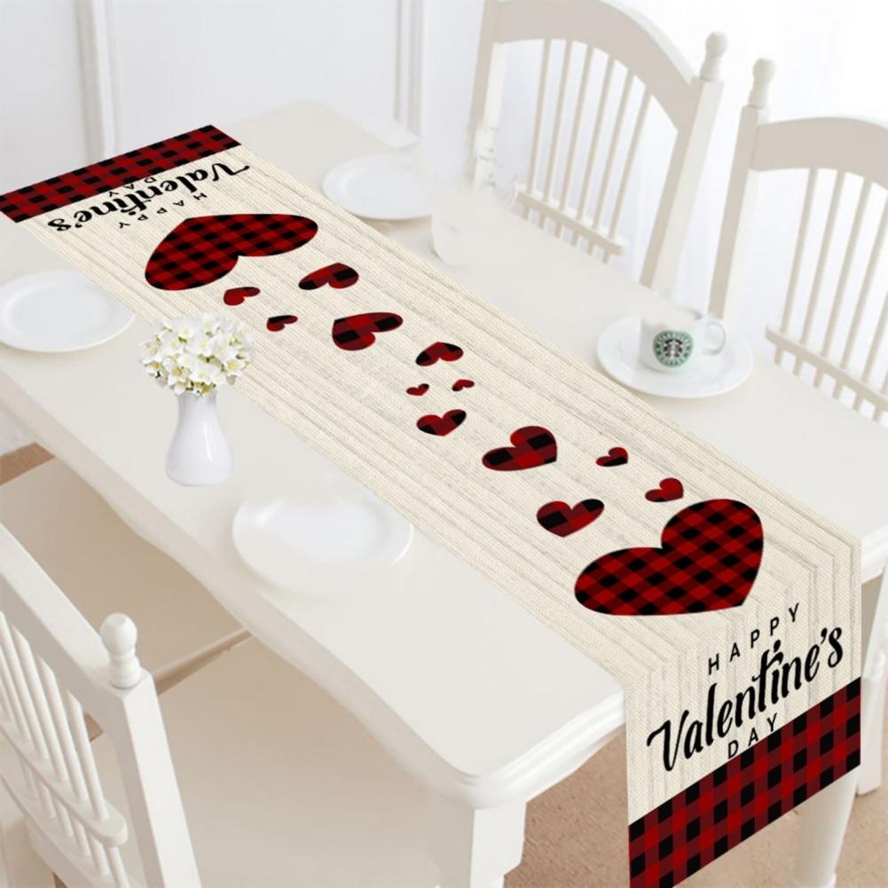Cheap Valentines Day Table Runner Heart Love Printed Table Decoration ...