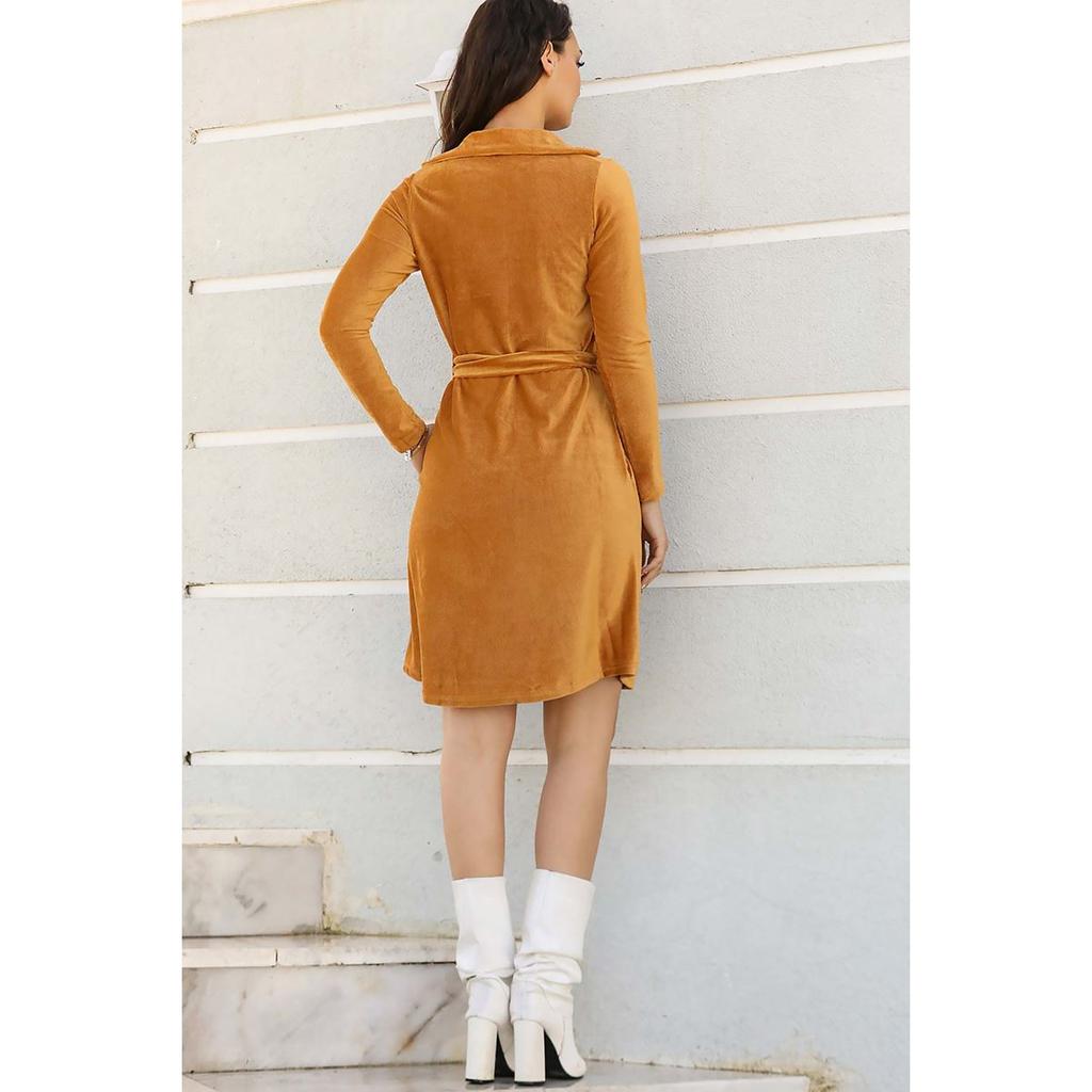 Buy Shirt Collar Mustard Women's Short Dress at affordable prices ...