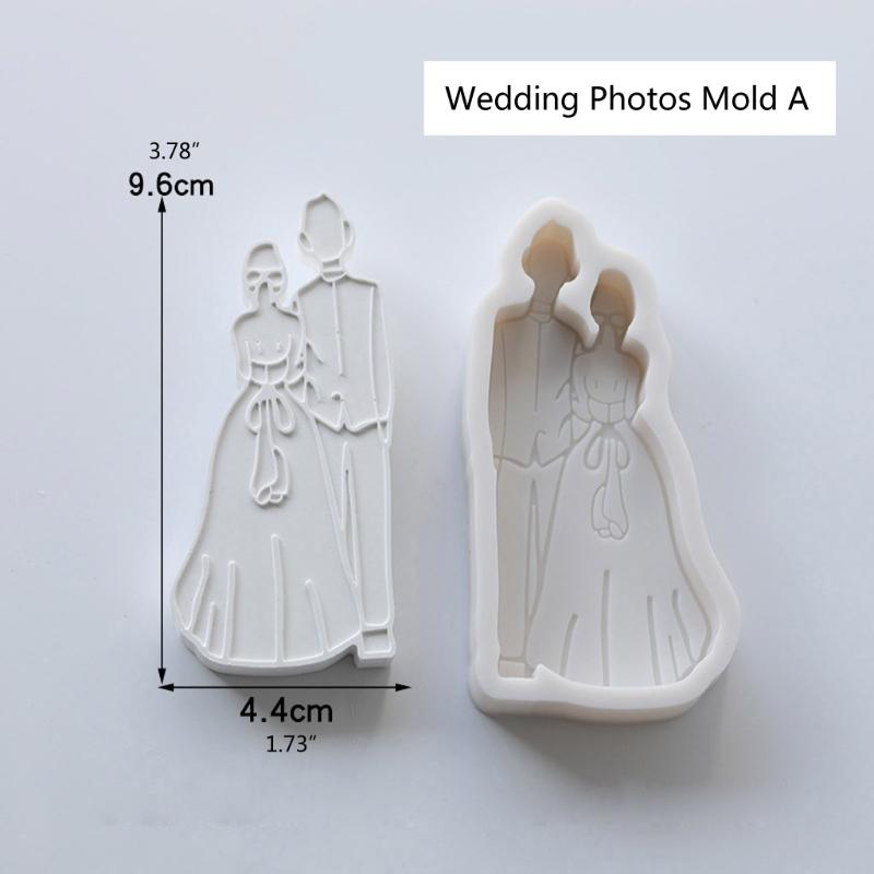 Buy 5Pcs Wedding Photos Gypsum Line Drawing Mold Bride Groom Resin Mold ...