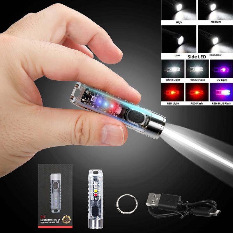 Buy Mini Keychain Magnetic Flashlight USB Charging UV Flash Lamp 11 ...