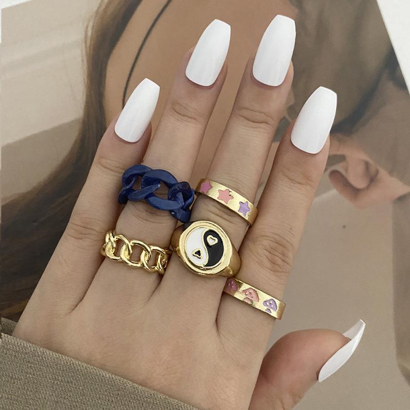 Buy 5-piece/2-piece Rings Set Creative Tai Chi Five-pointed Star ...