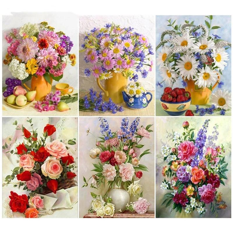 5D Diamond Embroidery Flowers Full Square/Round Drill Diamond Painting ...