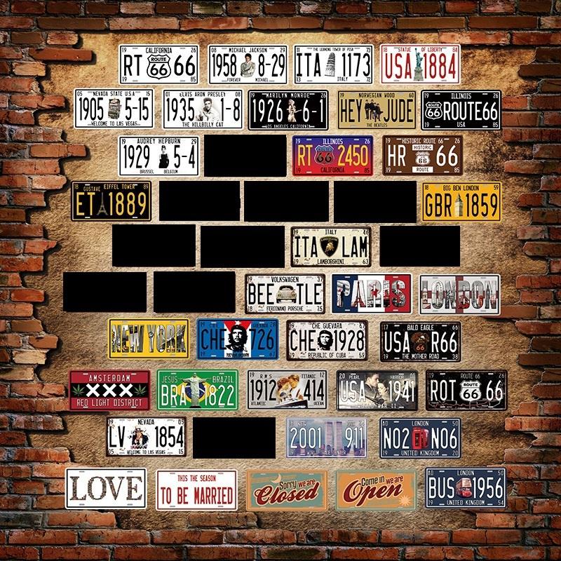 Buy 15x30cm USA Car Number Metal Tin Sign License Plate Garage Plaque ...