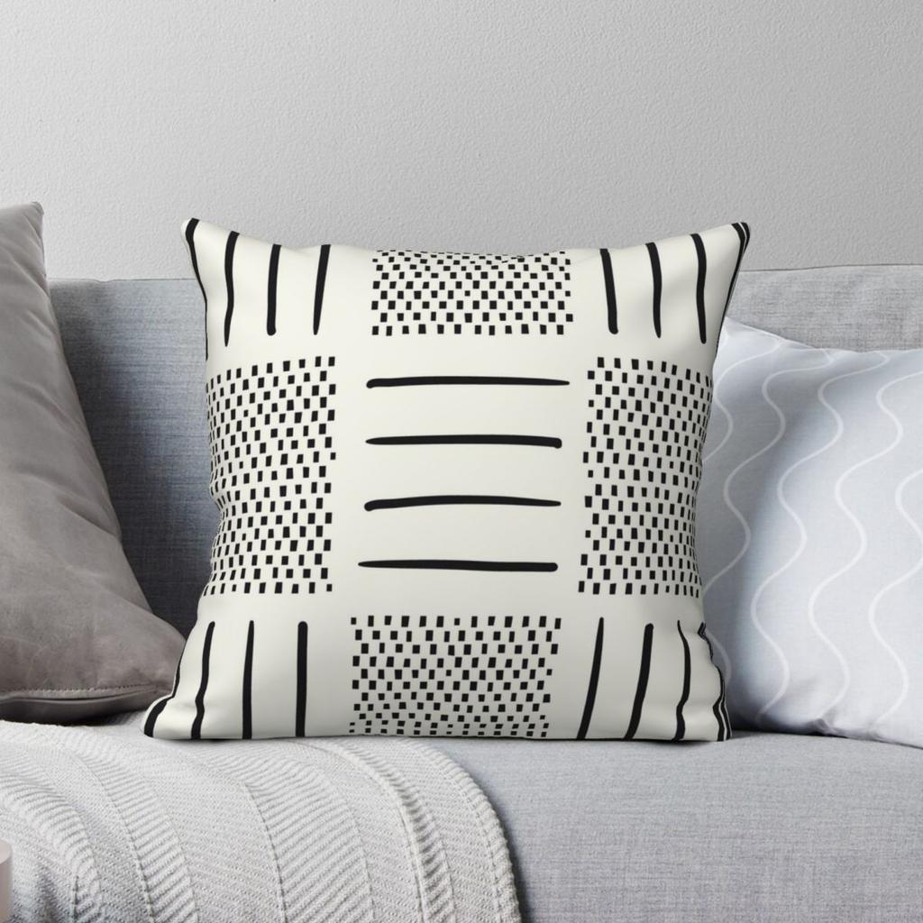Buy Mud Cloth Patchwork In Cream Pillowcase Polyester Linen Velvet Zip ...
