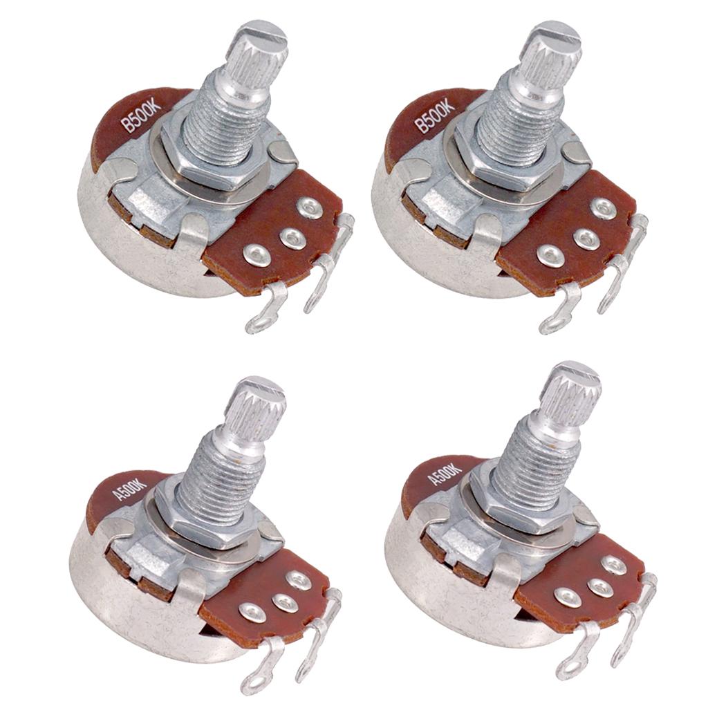 Buy Set of 4 500K Long Split Shaft Audio Taper Low Friction ...