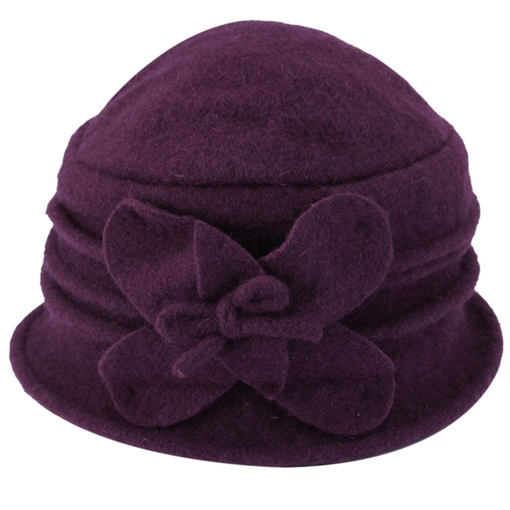 Buy Lady Women Butterfly Bowknot Wool Felt Bucket Hat Foldable Cloche ...