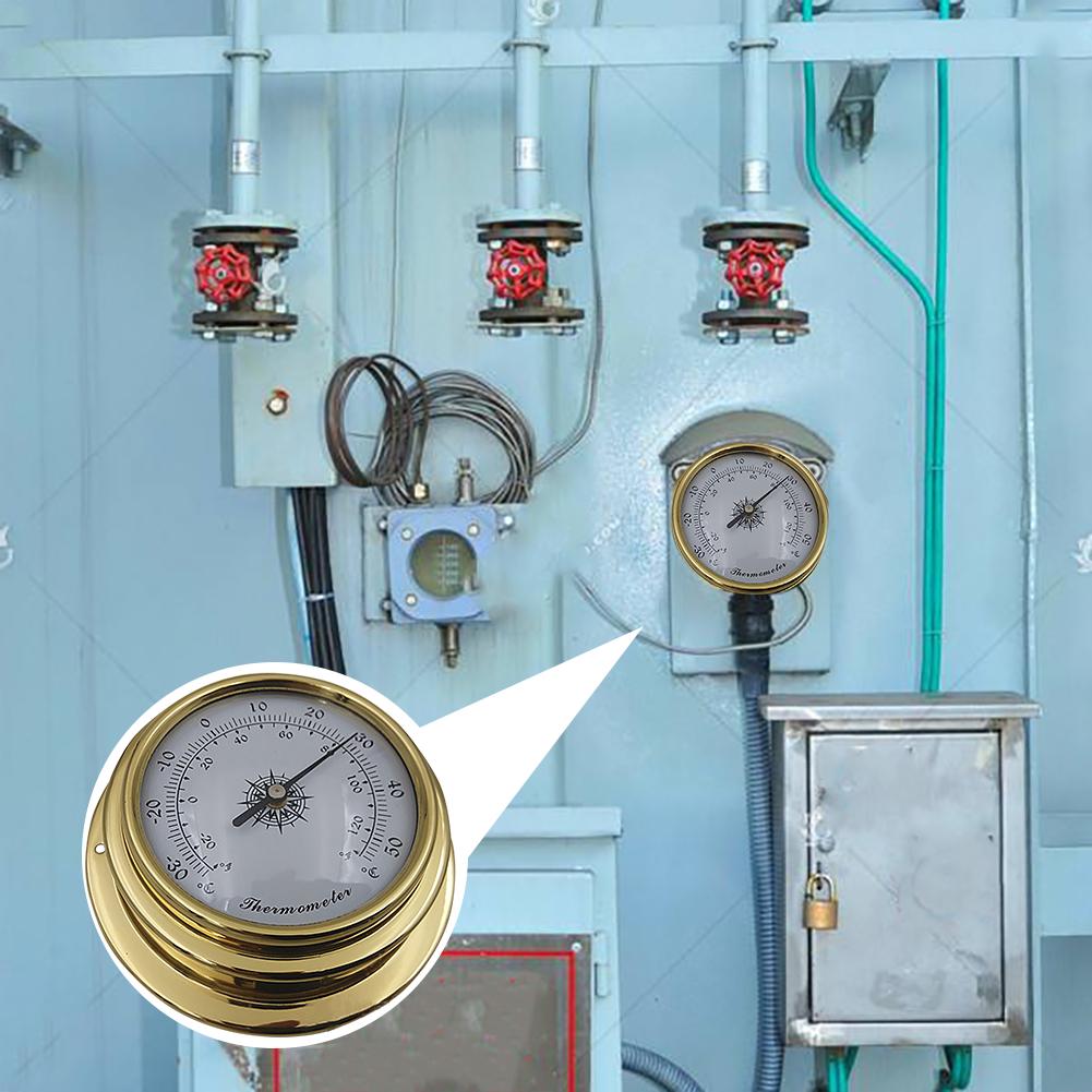 4PCS 98mm Copper Shell Zirconium Marine Barometer Thermometer ...