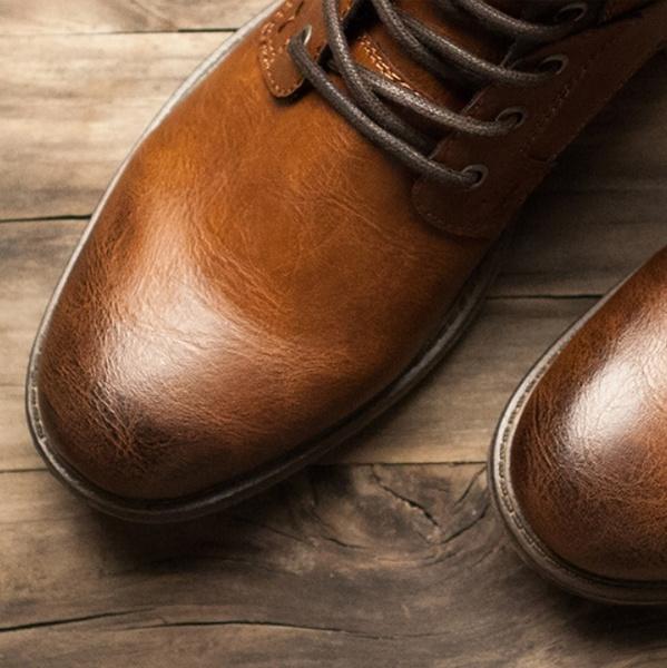 Buy Bullock Rubber Leather Short Boots Autumn Winter Male Vintage ...