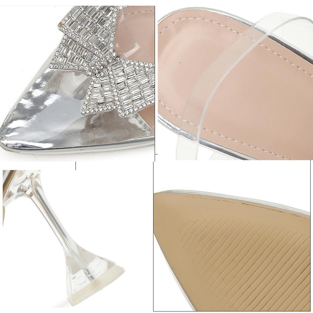 Buy New large size luxury rhinestone transparent pointed toe butterfly ...