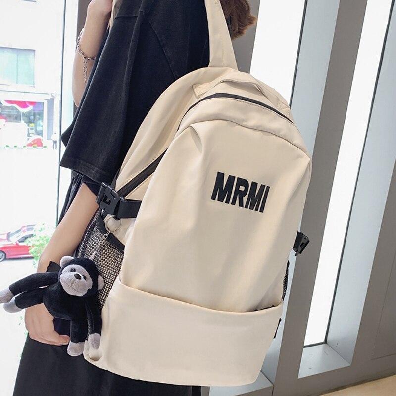 New Solid Color Waterproof Nylon Women Backpack Preppy School Backpacks ...
