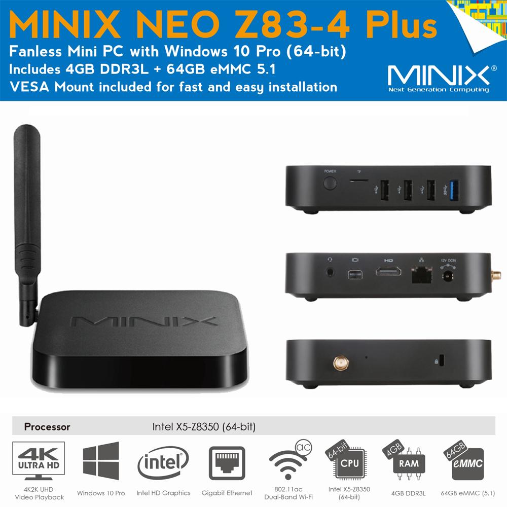 Buy MINIX NEO Z83-4 Plus Mini PC Win10 Pro Intel X5-Z8350 64 Bit 4GB ...