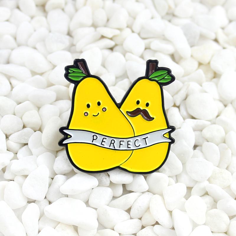 Buy Perfect Pear Enamel Pin Cute Fruit Pear Pin Couple Love Lapel Pin ...
