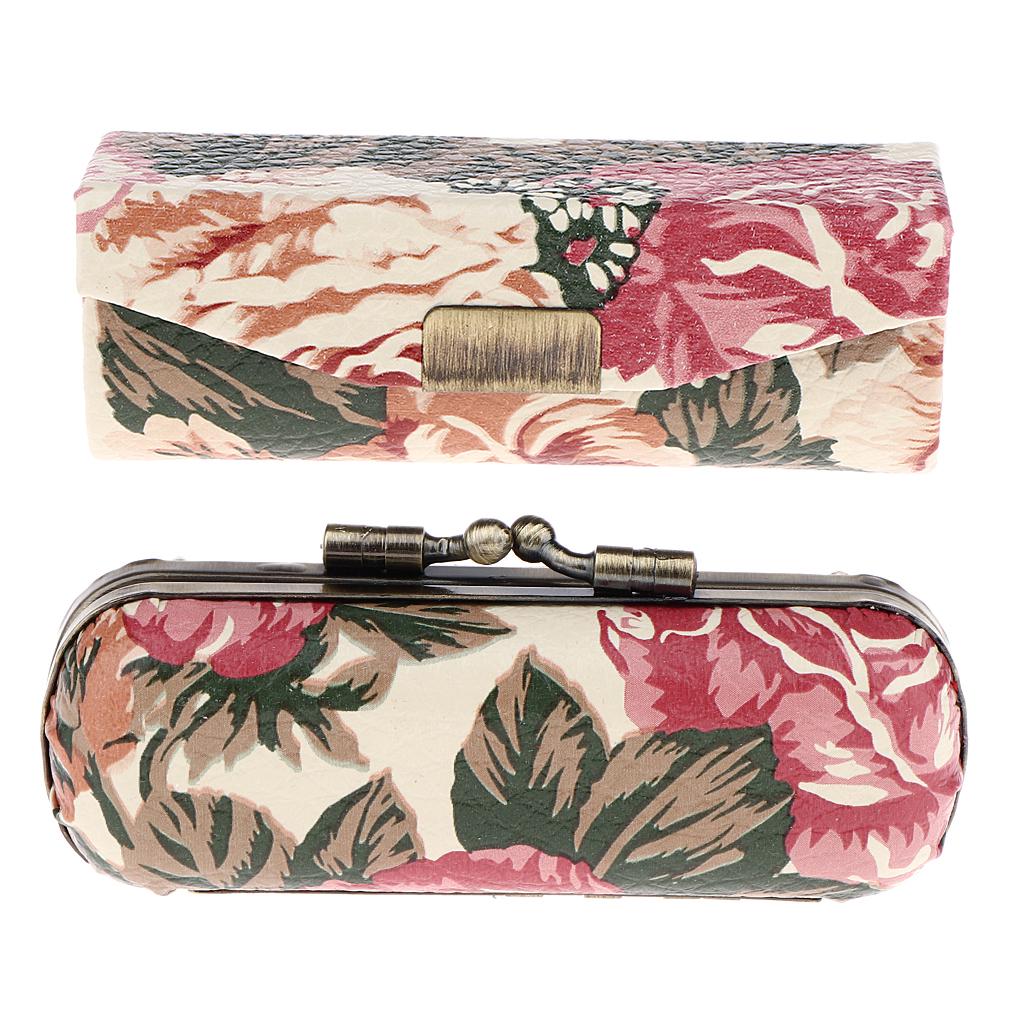 Buy Peony Lip Gloss Holder PU Lipstick Storage Case with Mirror for ...